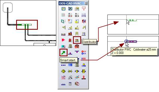 Loops in the potable water system - install and connect small distributor